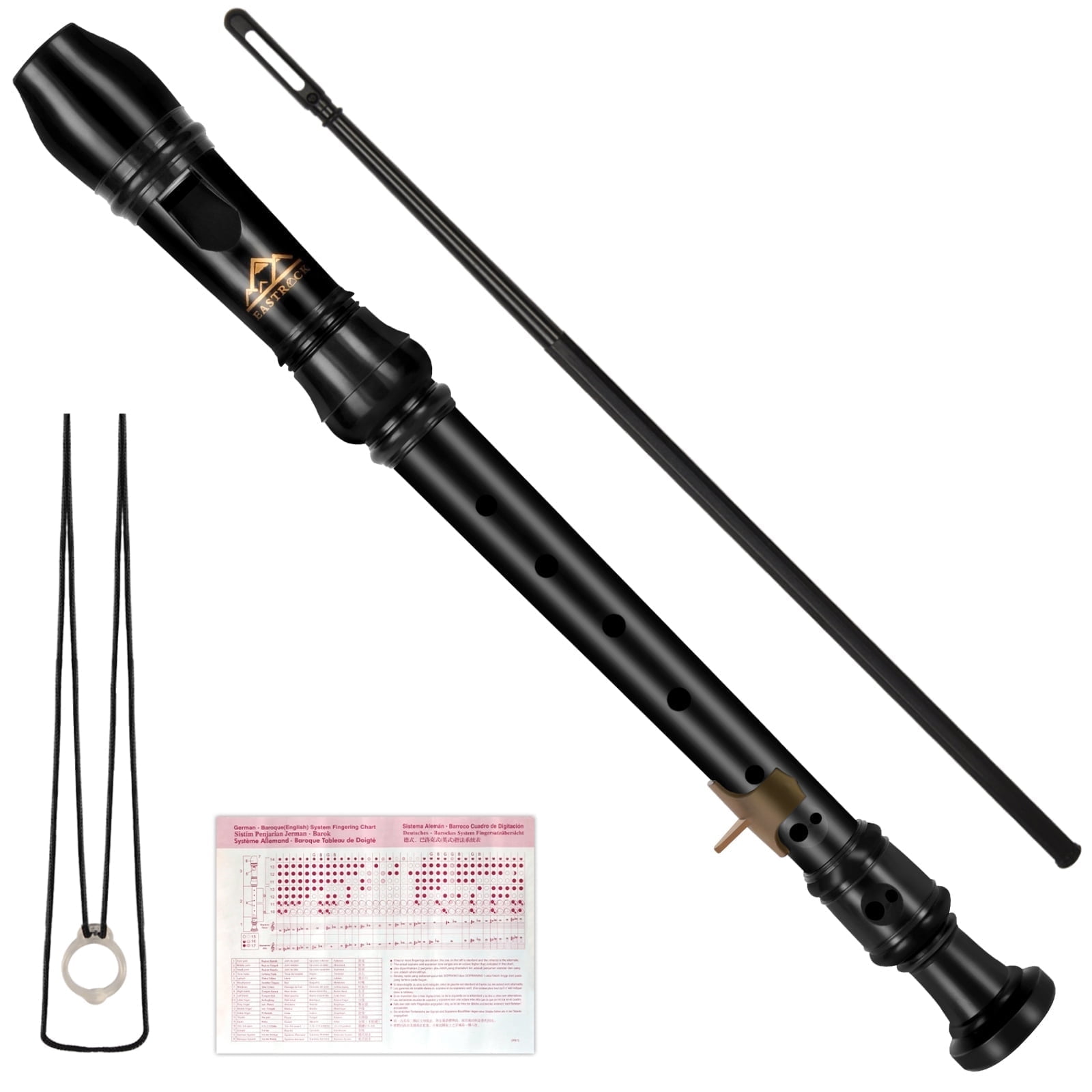 EastRock Soprano Recorder Instrument, German Fingering, C Key, Black ...