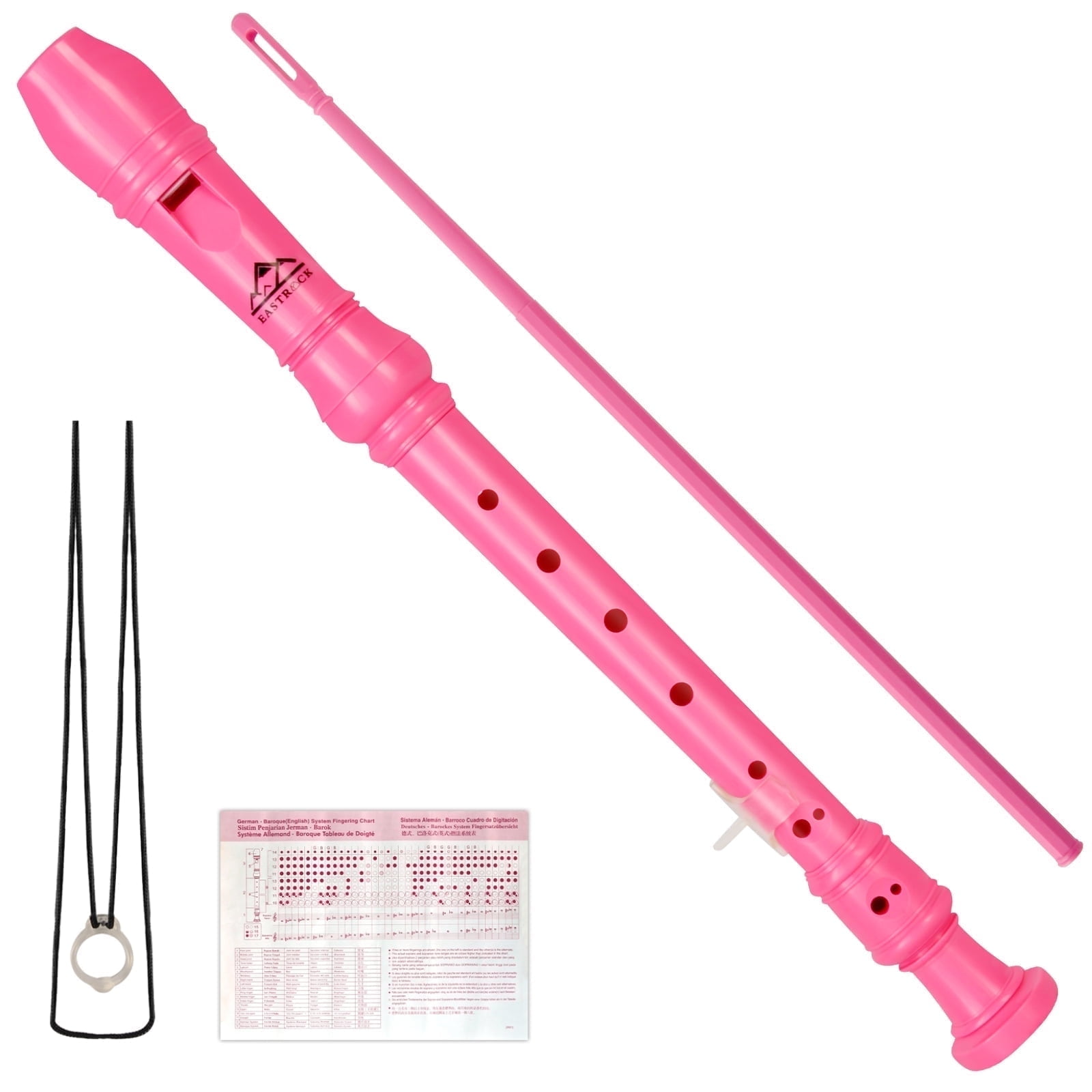 EASTROCK Soprano Recorder, German Style, Pink, 3-Piece, with ...