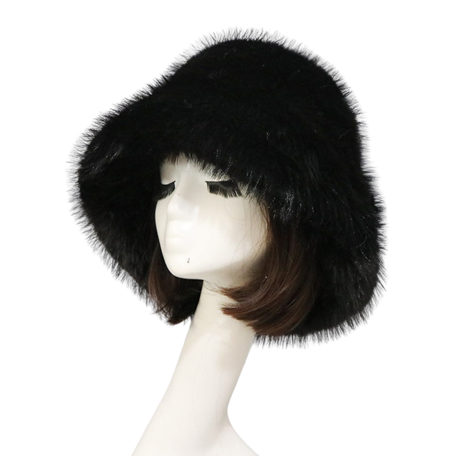 Eastshop Bucket Hat Oversized Fluffy Wide Brim Soft Thickened Ear ...