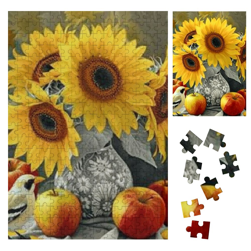 QCPP Sunflowers Bird Vertical Impossible Wooden Puzzles - Premium Eco ...
