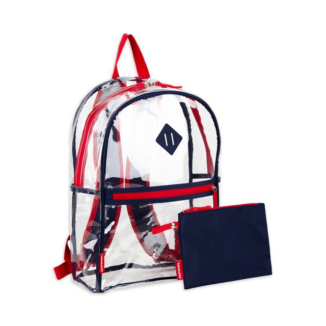 Eastsport Clear Backpack with Pencil Case, Blue/Red - Walmart.com