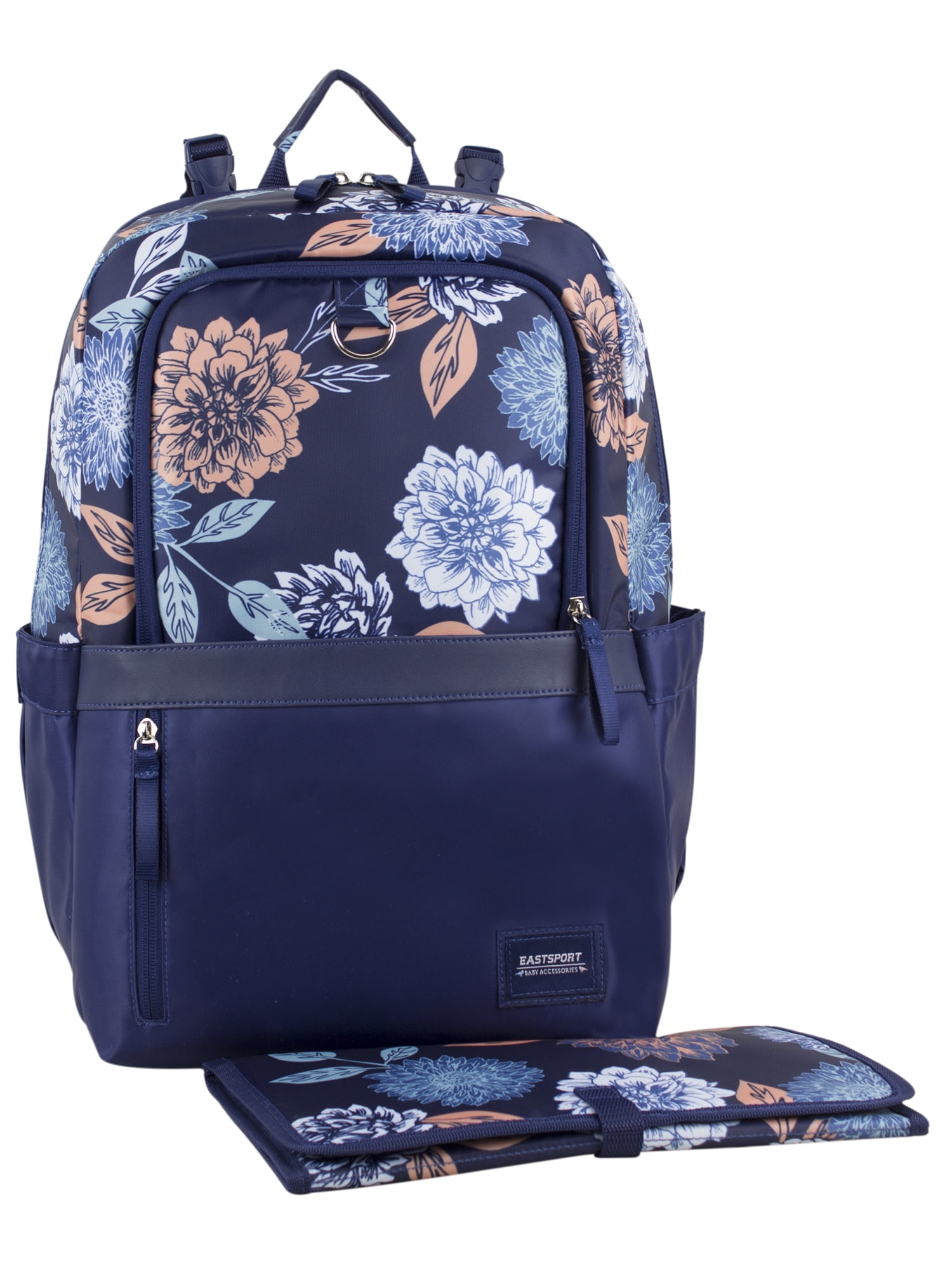 Eastsport Large Navy Floral Rubin Weekender Tech Backpack Diaper Bag ...