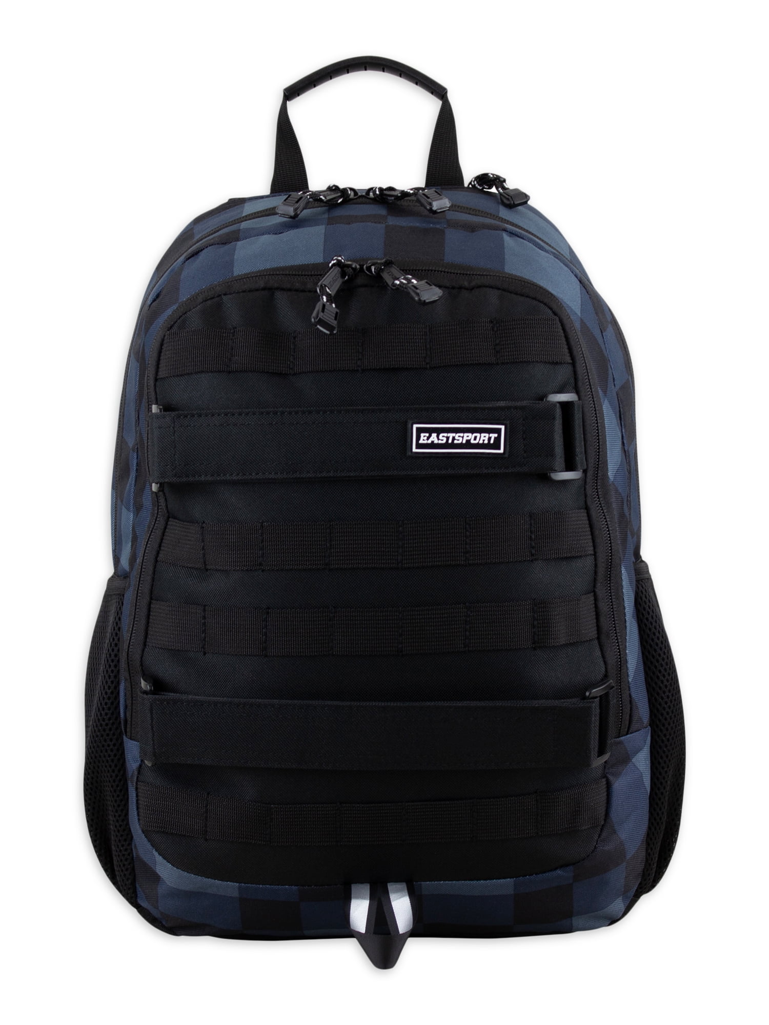 Eastsport Skater Backpack Blue Plaid with Skateboard Straps and Large ...