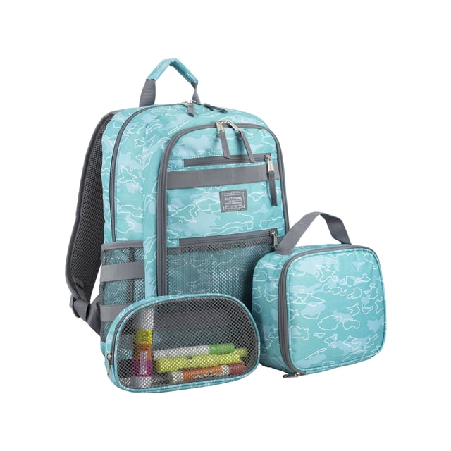 Eastsport Unisex 3-Piece Combo Backpack with Lunch Box and Pouch, Ocean ...