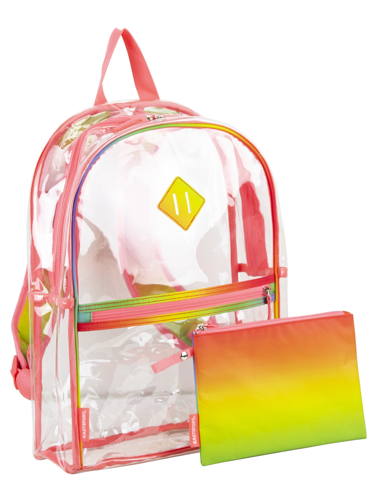 Eastsport Unisex Clear Backpack with Pencil Case, Ombre Rainbow ...