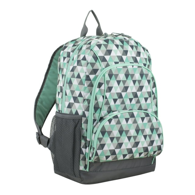 Eastsport Unisex Triple Pocket Backpack Gray Mint Triangles with Laptop ...