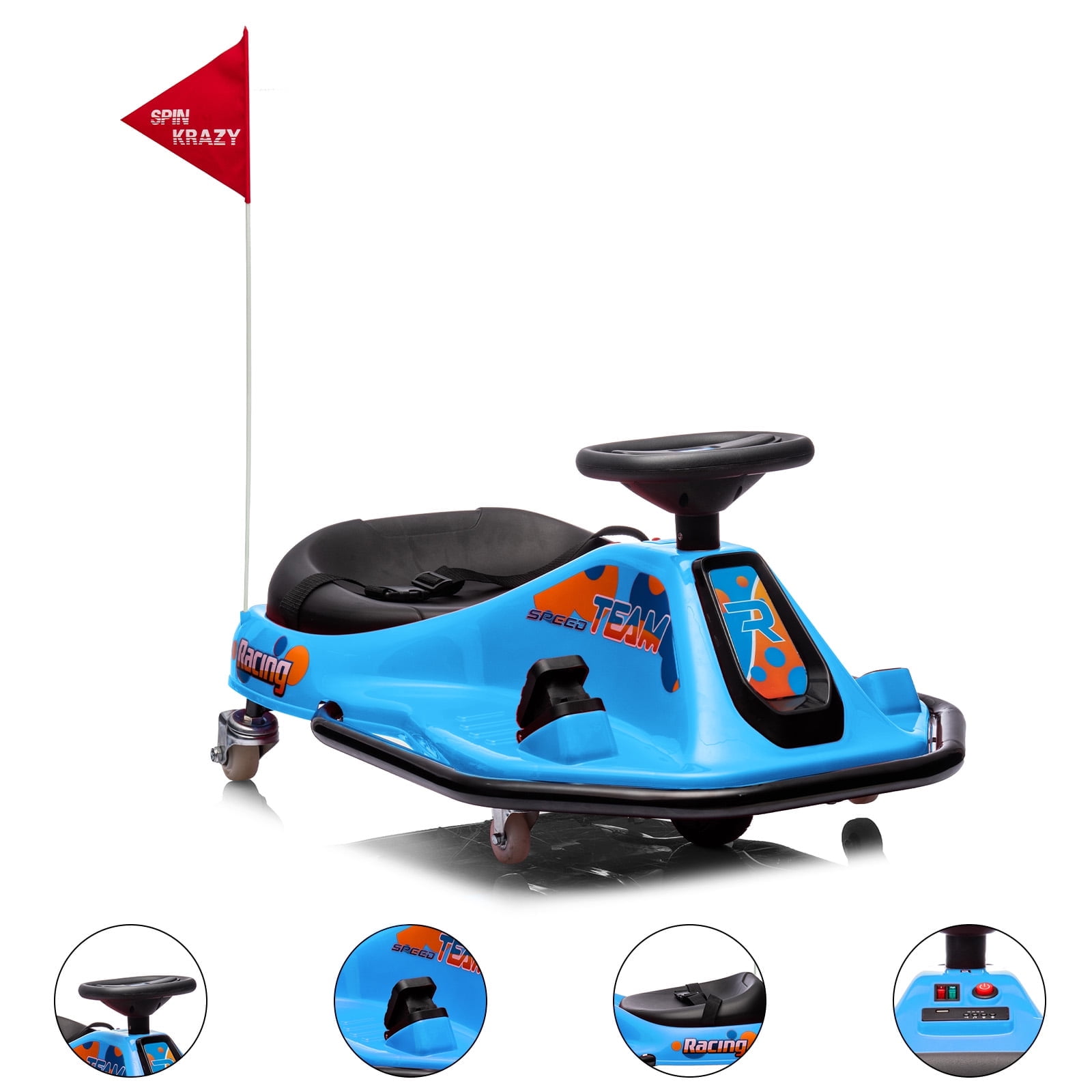 Eastvita 24V Kids Drifting Go Kart Ride-On, High/Low Speed, Easy Drift ...