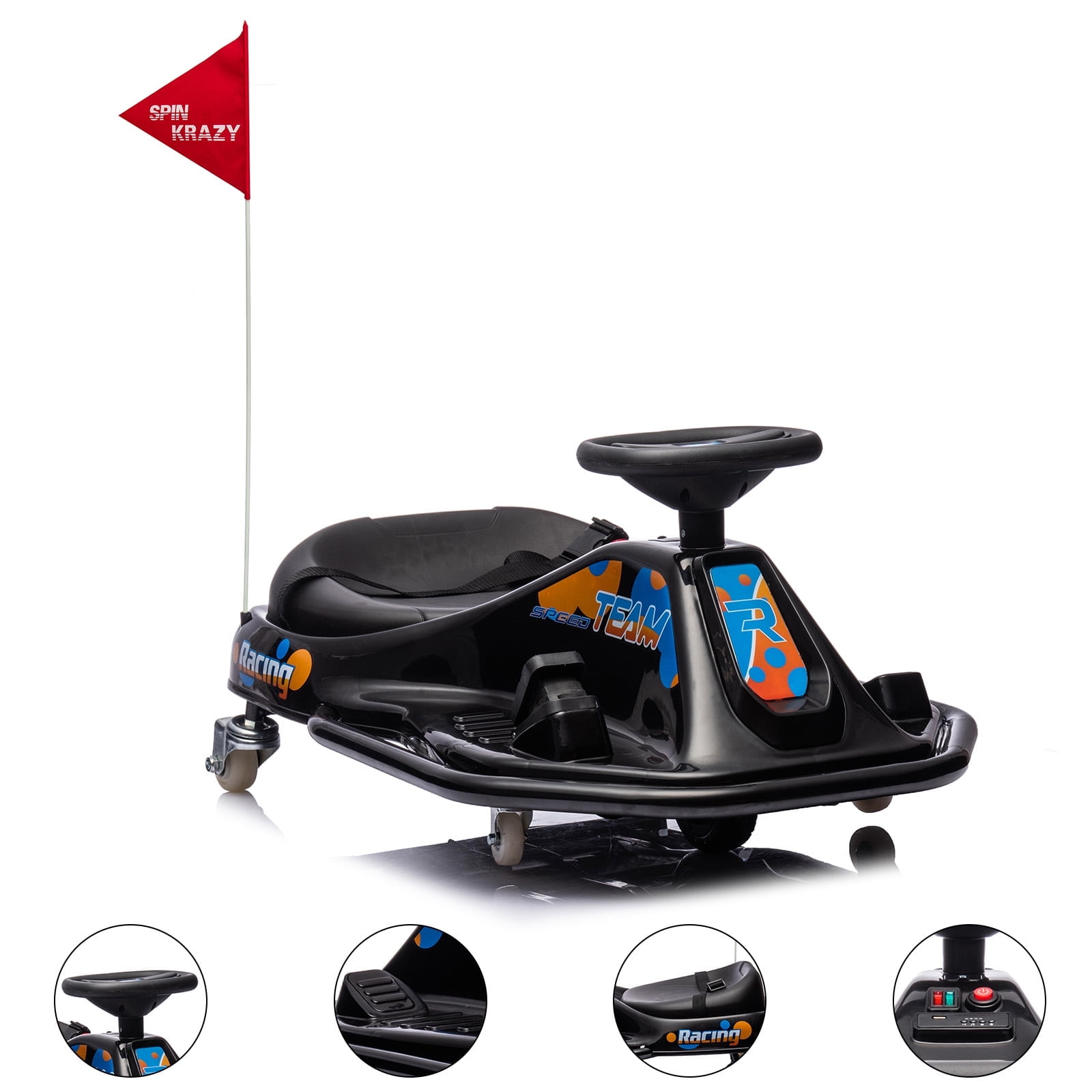 Eastvita 24V Kids Drifting Go Kart Ride-On, High/Low Speed, Easy Drift ...