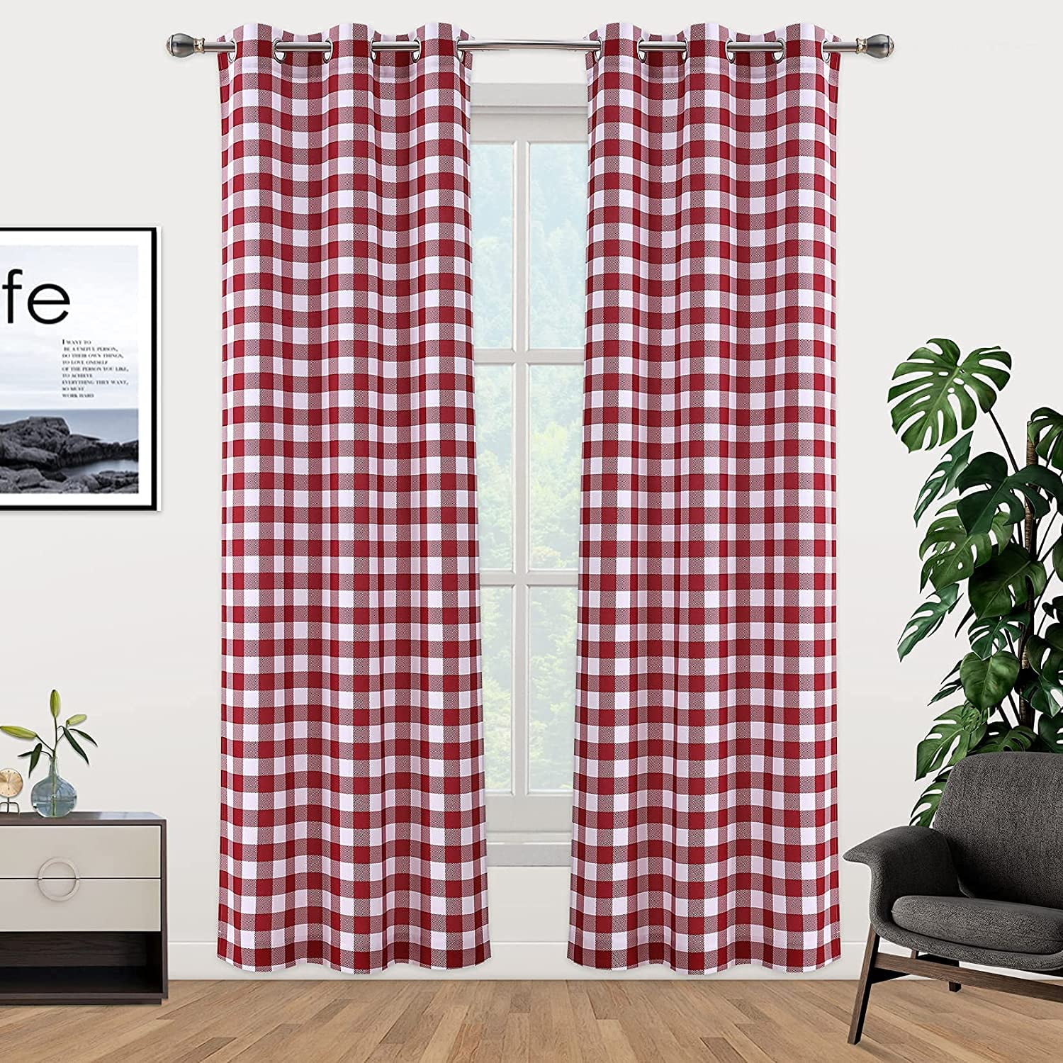 Eastvita Living Room Curtains 213.36 Cm Long, Buffalo Lattice Curtains ...