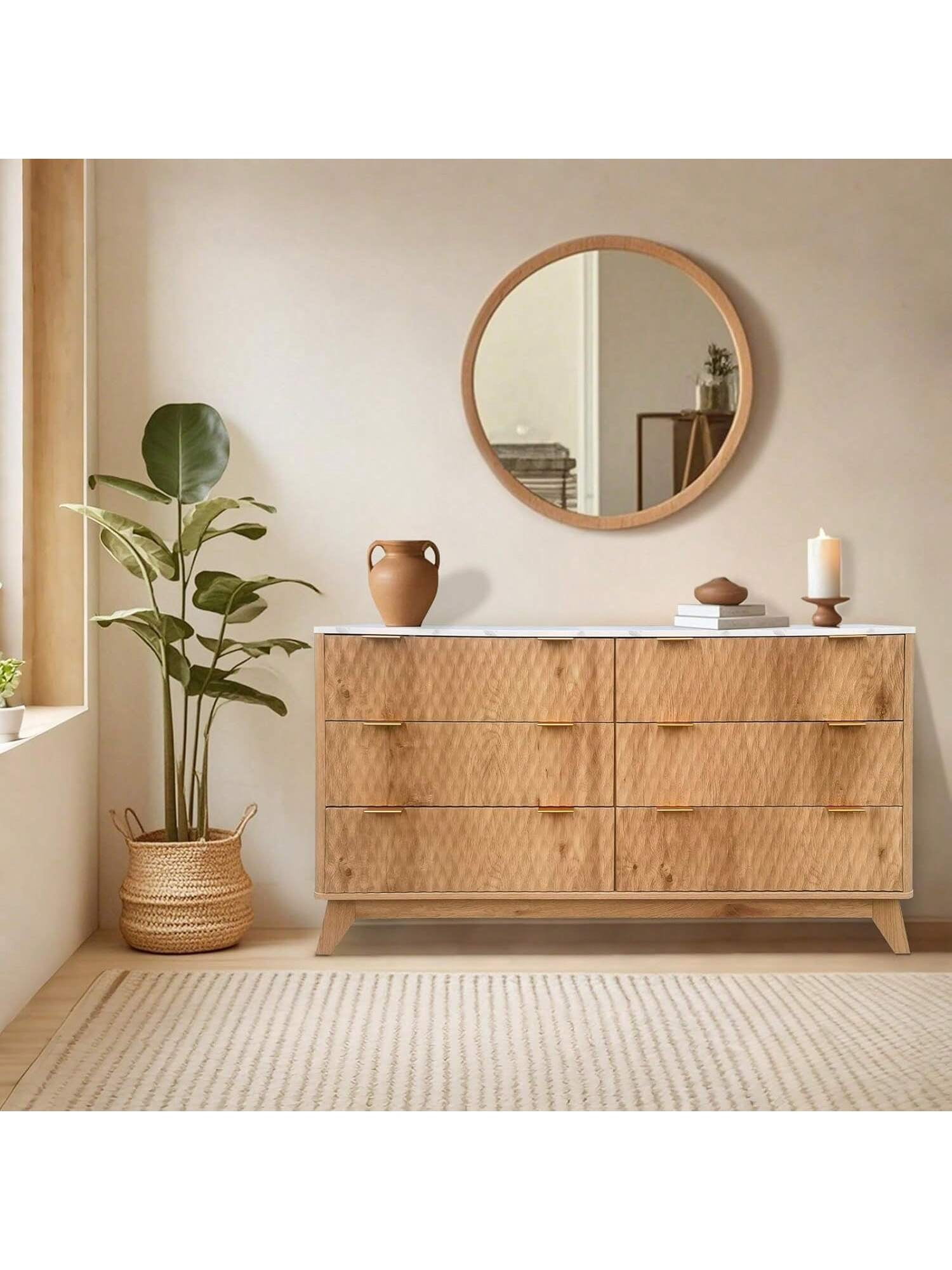 Eastvita Modern Style Wood Bedroom Chest Of Dresser, 54" Drip Pattern ...