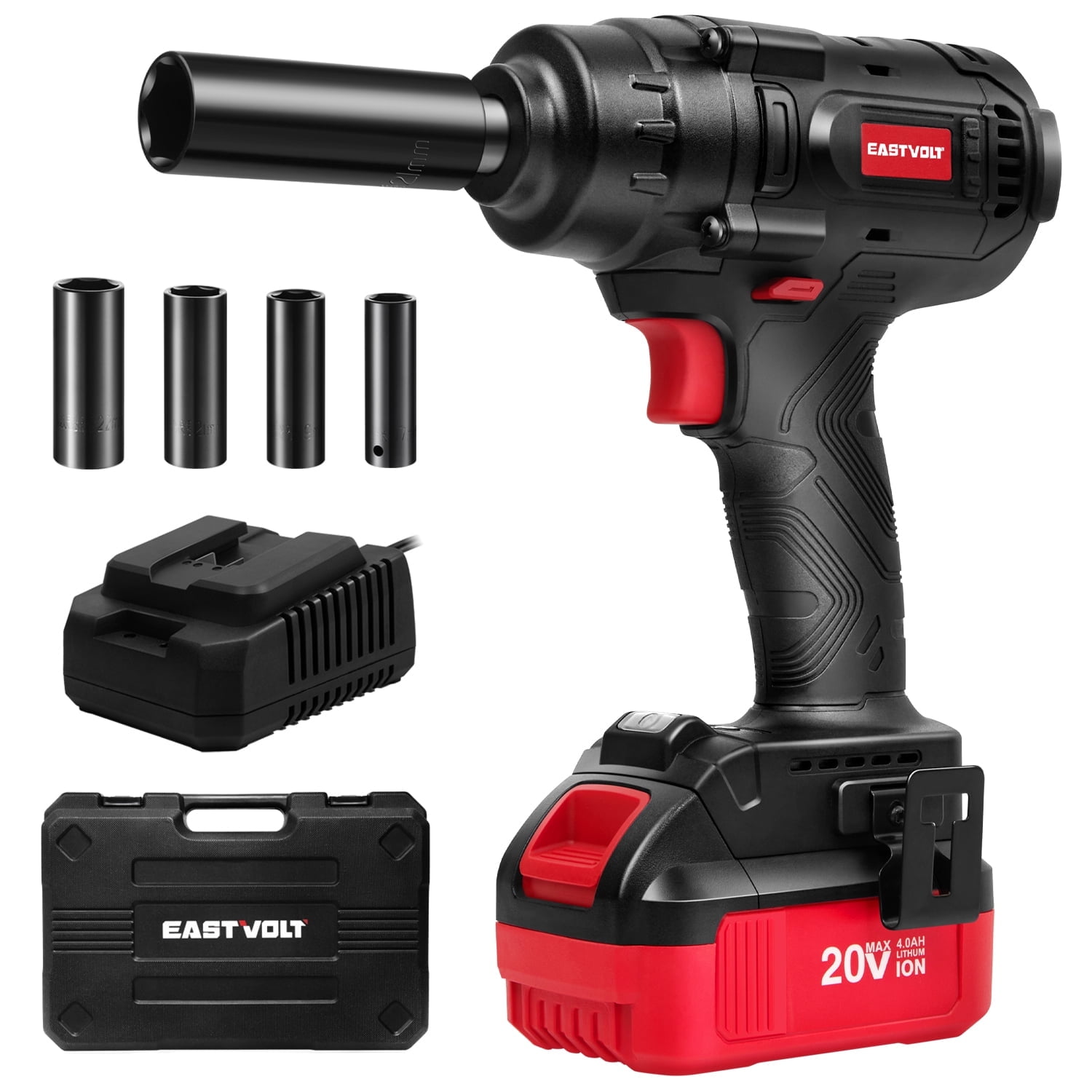 Eastvolt 20V Impact Wrench 1/2 inch, 370Ft-lbs Torque w/ 4.0Ah Battery ...
