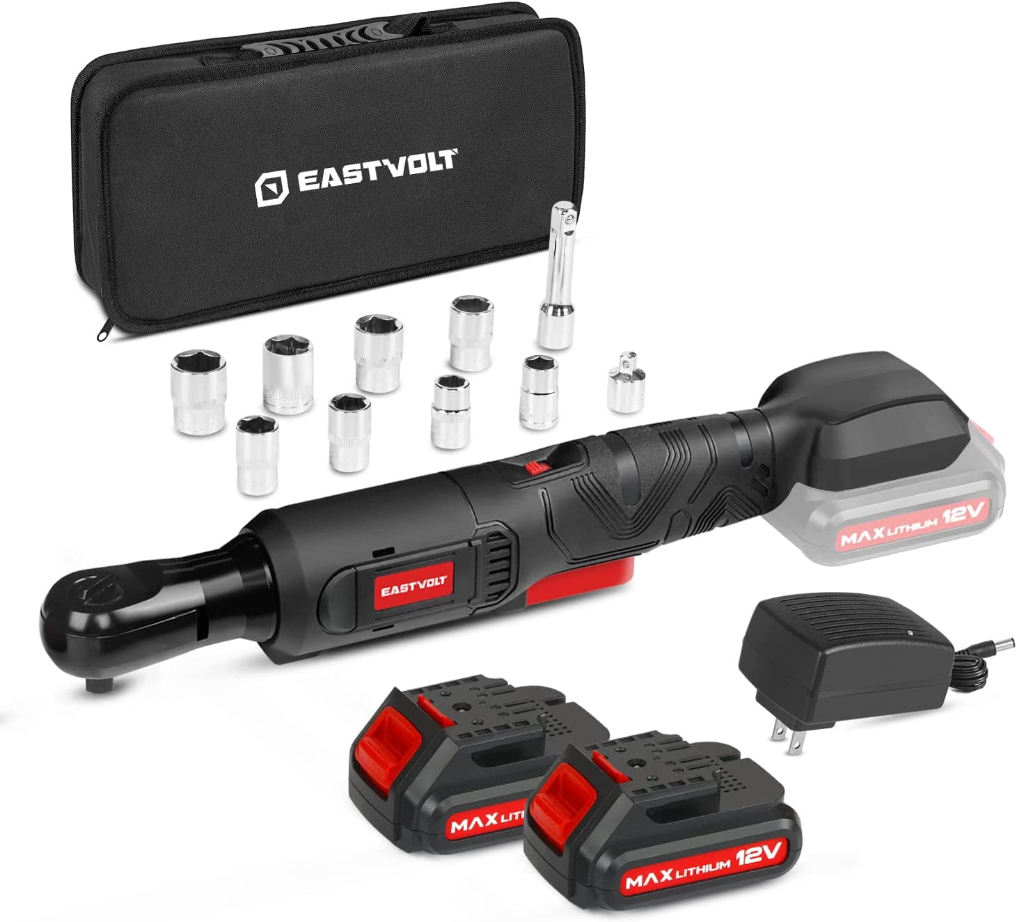 Eastvolt EVRW1202B, 3/8" Cordless Electric Ratchet Socket Wrench & Set ...