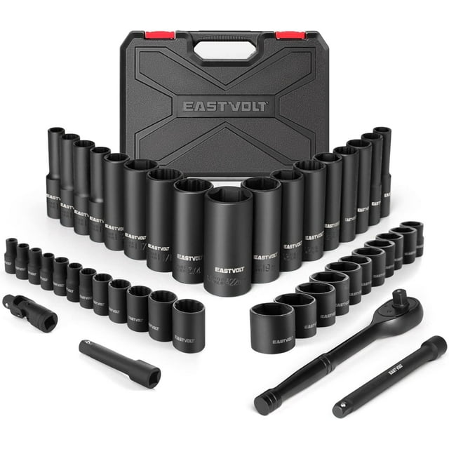 Eastvolt Mechanic Tool Kit, 46-Piece Drive Socket Set, with 72-Teeth ...