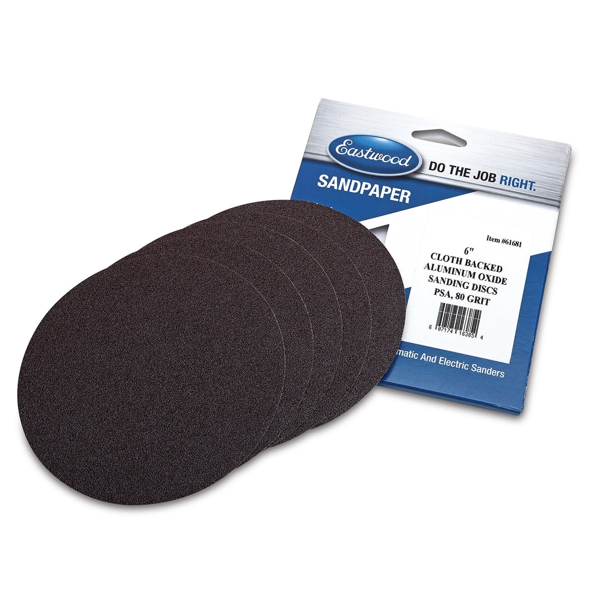 Eastwood 6 Inch Aluminum Oxide Cloth Backed PSA Sandpaper - 5 Pack - 80 ...