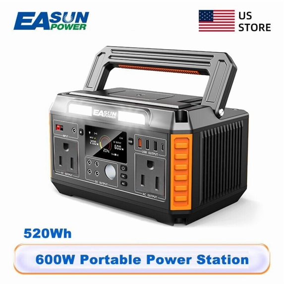 Easun 600W 520Wh Portable Power Station Generator 110V AC Outlets ...