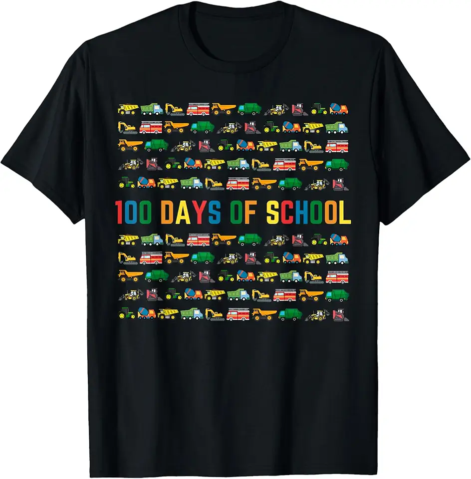 Easy 100 Days of School Shirt for Boys - Trucks 100th Day T-Shirt ...