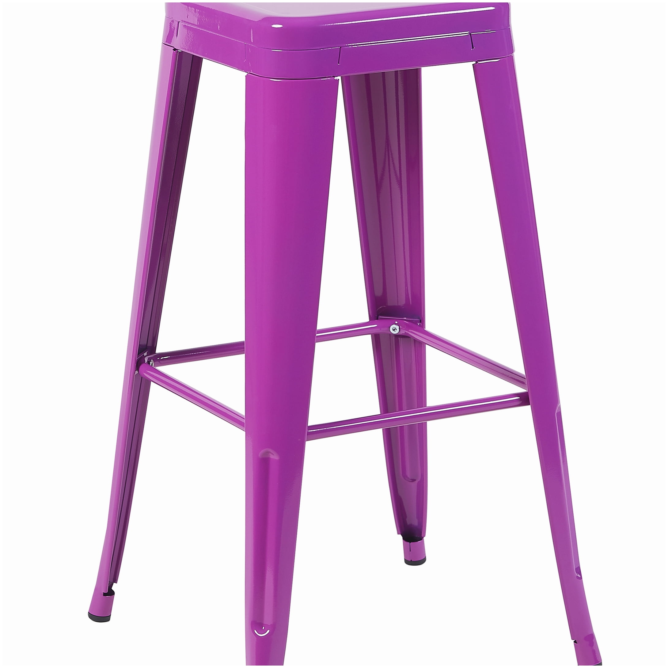Easy Assemble Purple Bar Stools Set of 2, Metal Counter Height Stools ...