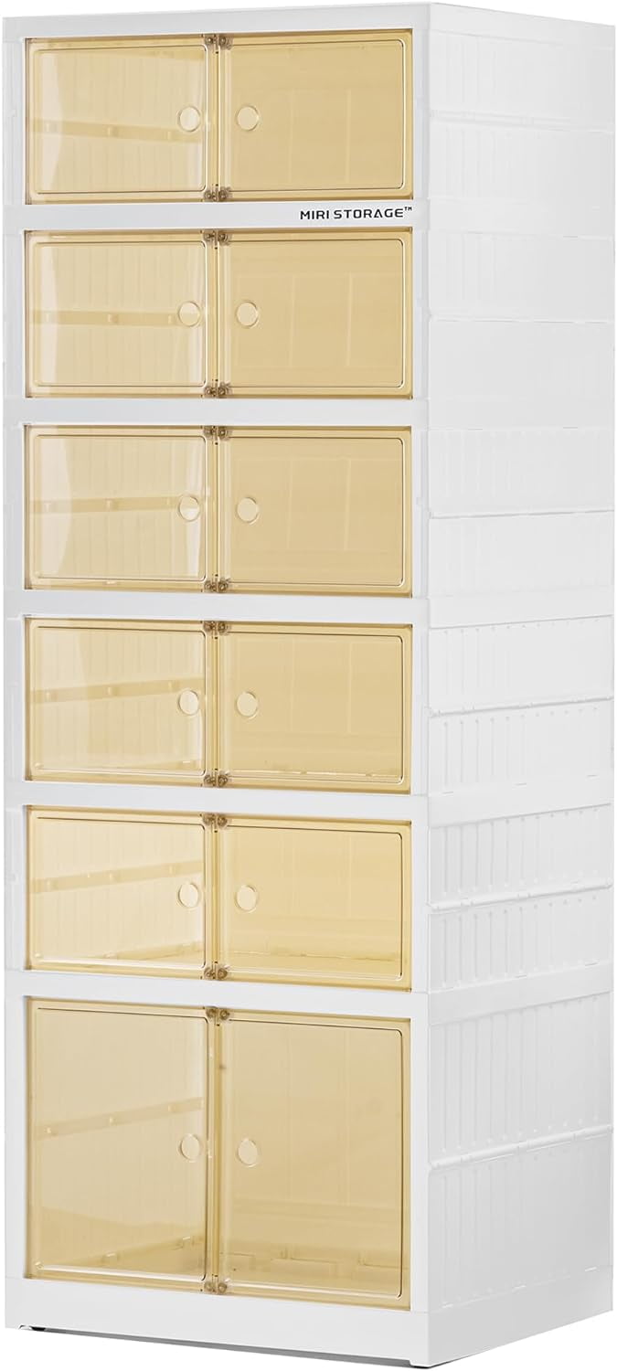 Easy Assembly 6 Tier Foldable Shoe Rack Organizer Clear Plastic ...