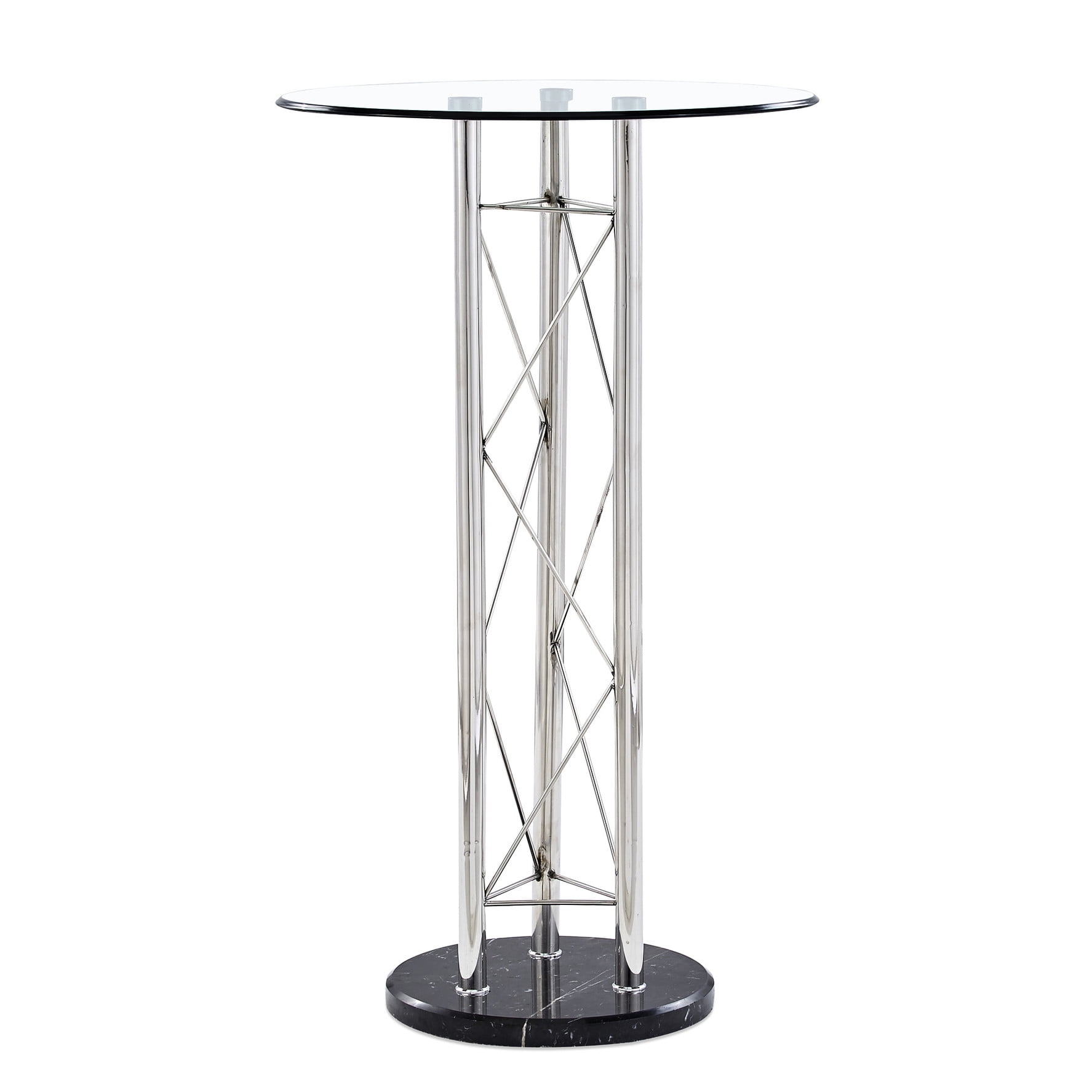 Easy Assembly, Black Main Color - Round Glass Bar Table for Modern ...