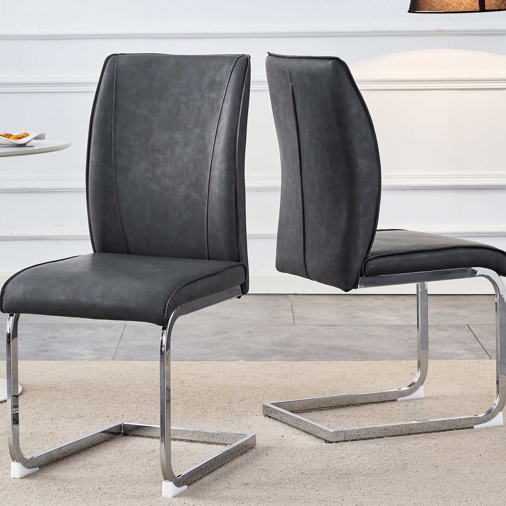 Easy - Assembly Dark Gray Arch Chairs with Silver Legs - Fast Setup for ...