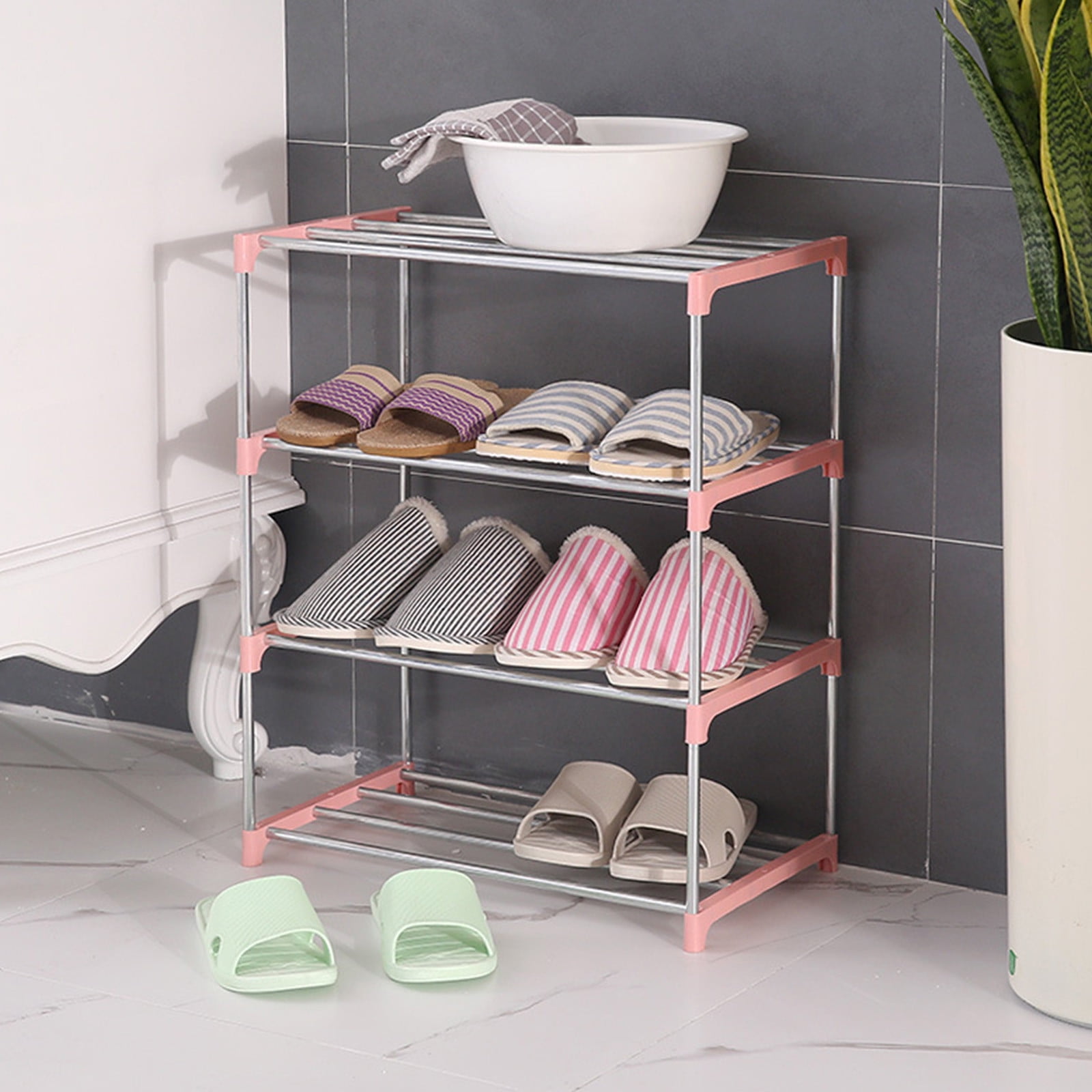 Easy Assembly Plastic Shoe Rack for Home Entryway Door Dorm Storage ...