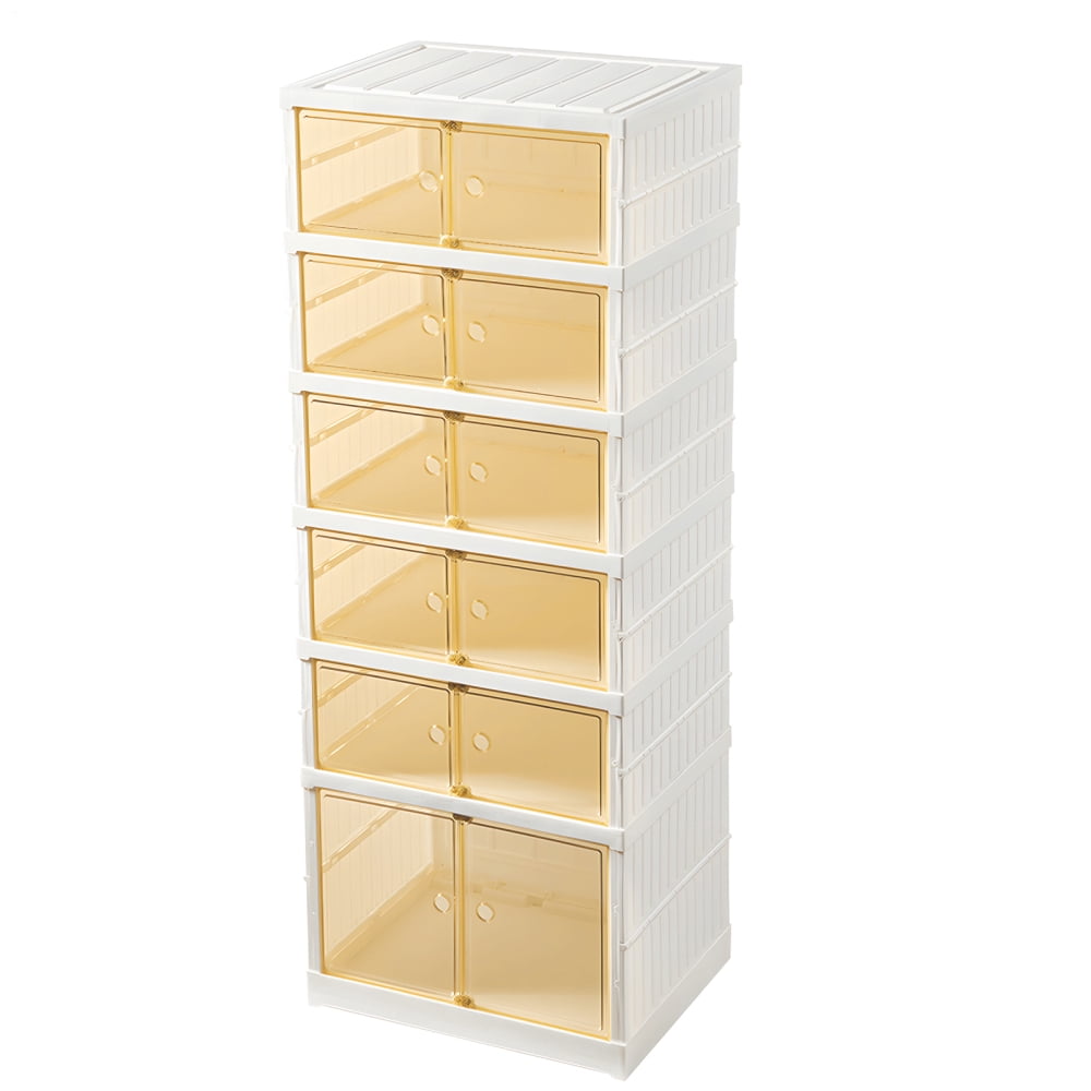 Easy-Assembly Shoe Storage Rack 6-Tier, Clear Plastic Stackable Shelves ...