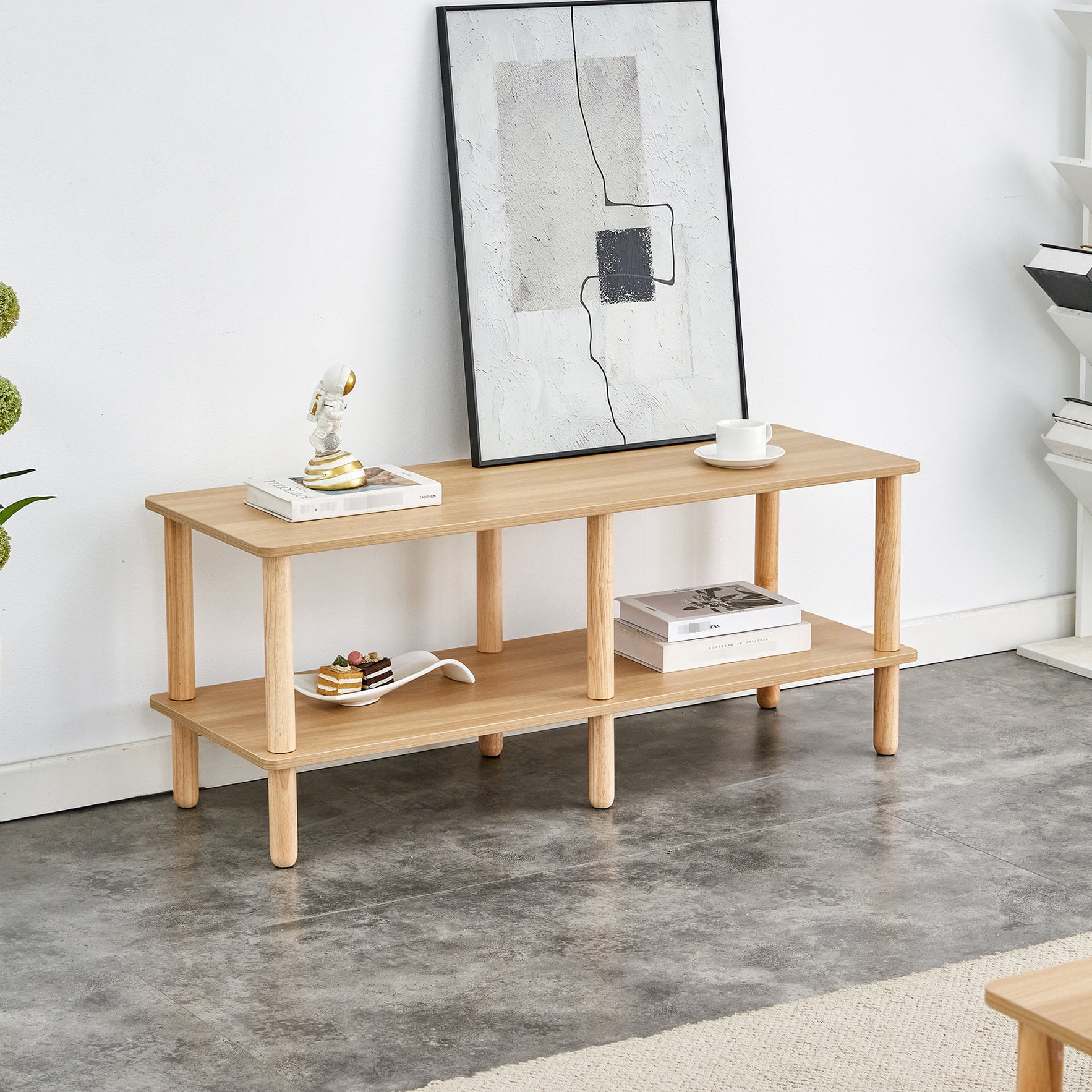 Easy Assembly in 5 Minutes - Modern TV Stand with Rounded Rubberwood ...
