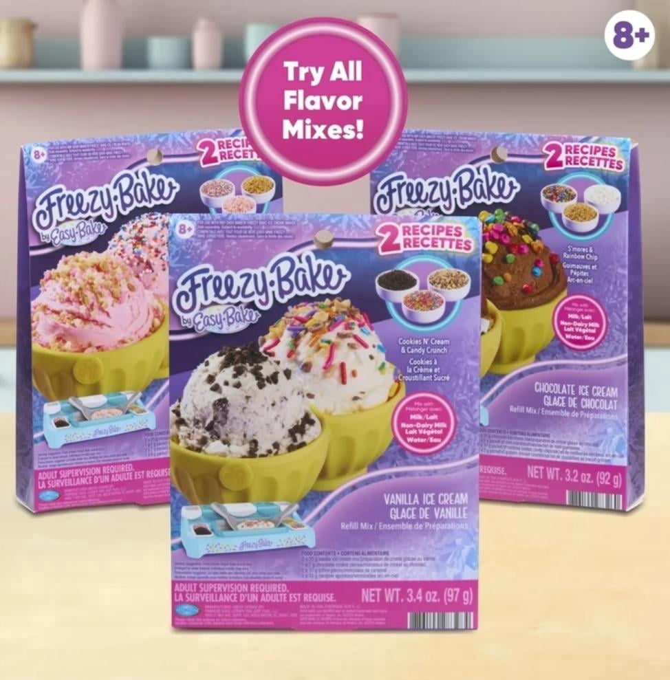 Easy-Bake Freezy-Bake Ice Cream Refill Mix Vanilla Strawberry Chocolate ...