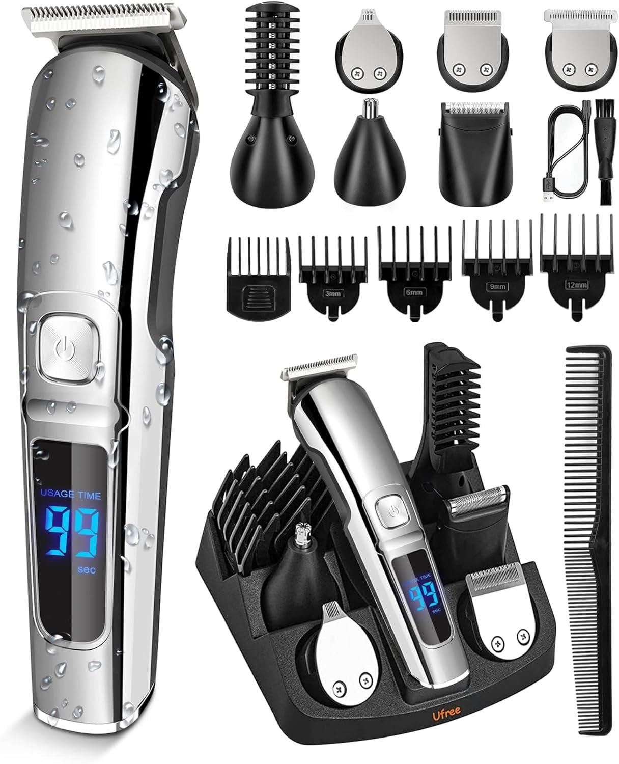 Easy Beard Trimmer for Men, Waterproof Electric Razor Hair Trimmer ...