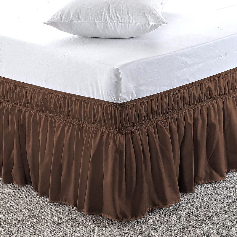 Easy Bedding Elastic Wrap Around Bed Skirt Dust Ruffle, 12-inch Drop ...