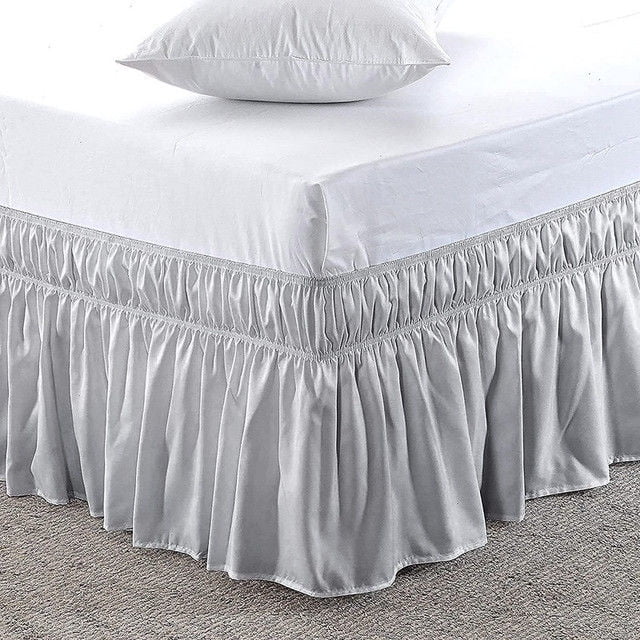 Easy Bedding Elastic Wrap Around Bed Skirt Dust Ruffle, 14-inch Drop ...
