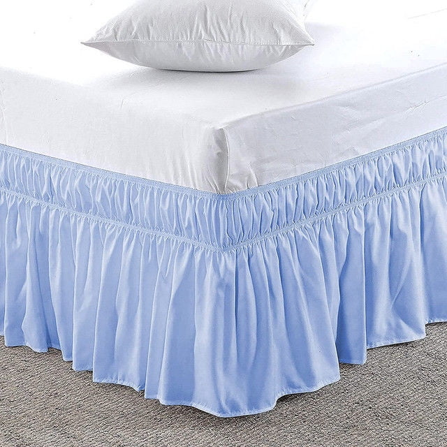 Easy Bedding Elastic Wrap Around Bed Skirt Dust Ruffle, 15-inch Drop ...