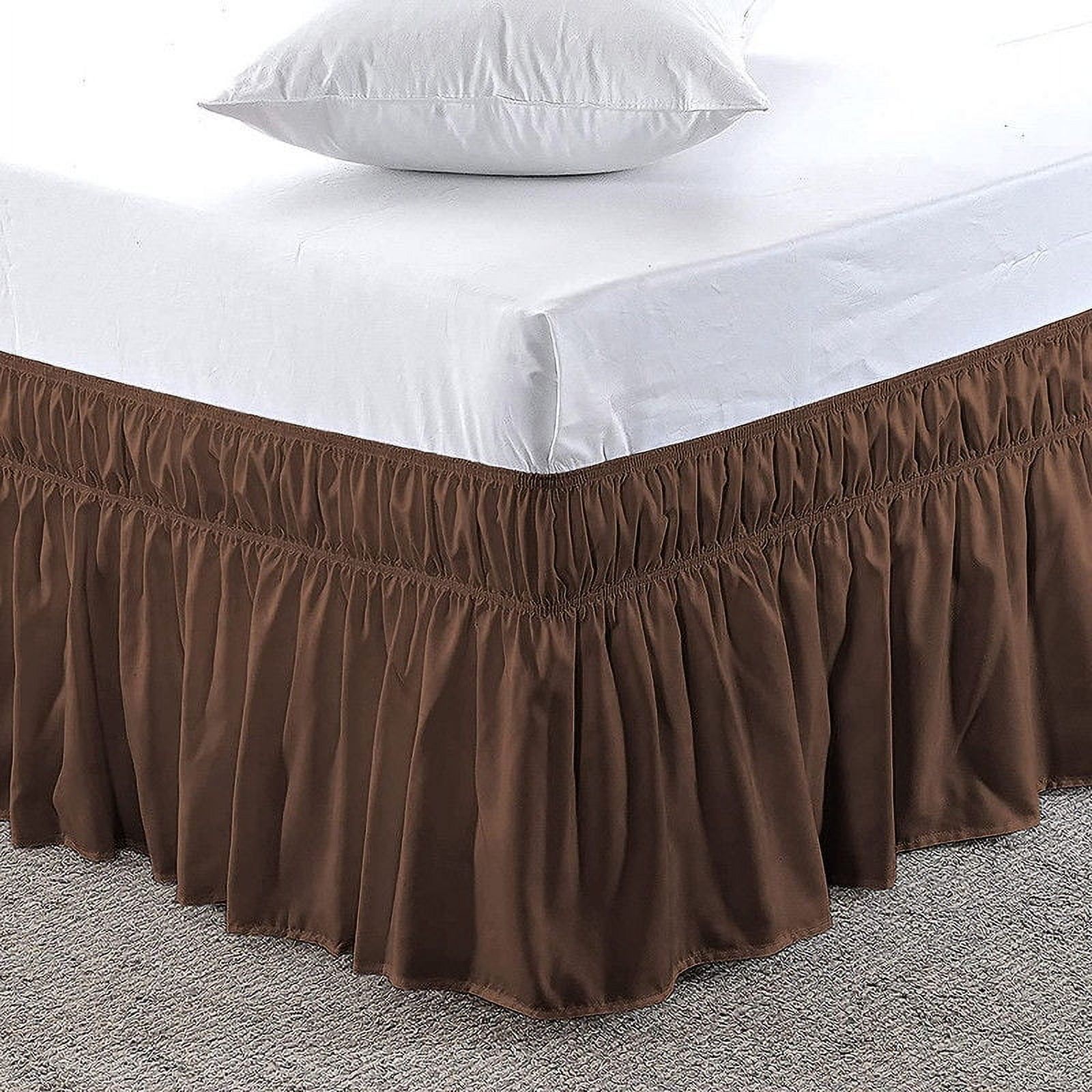 Easy Bedding Elastic Wrap Around Bed Skirt Dust Ruffle, 18-inch Drop ...
