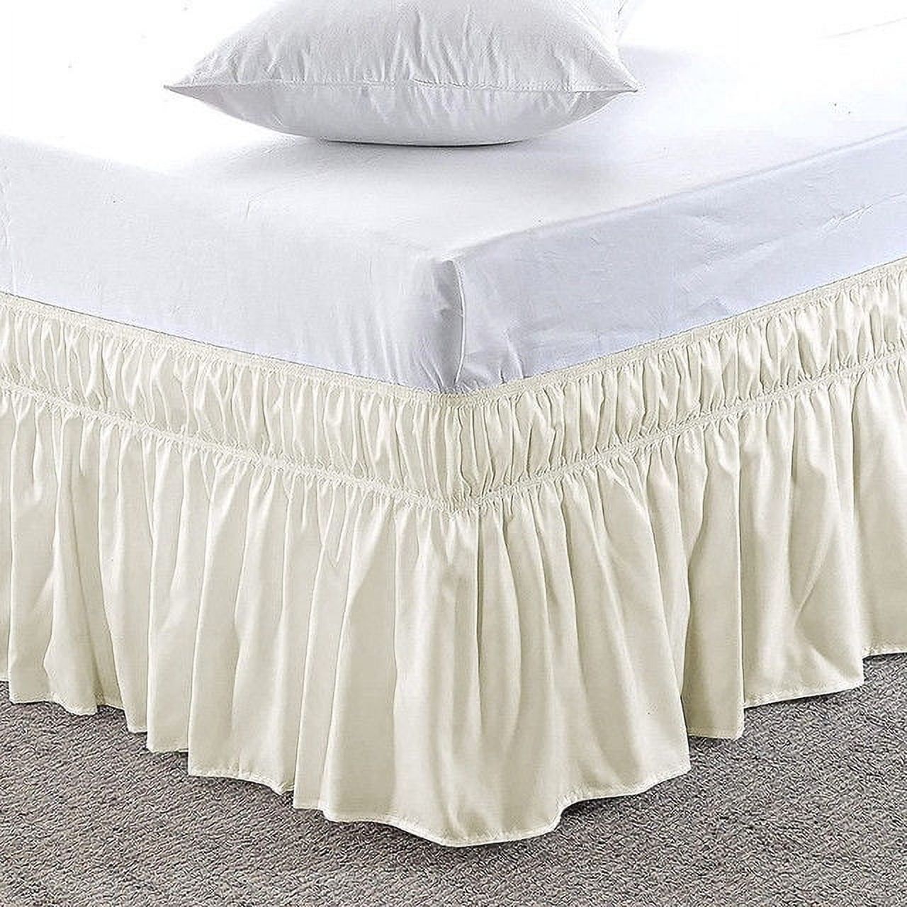 Easy Bedding Elastic Wrap Around Bed Skirt Dust Ruffle, 18-inch Drop ...