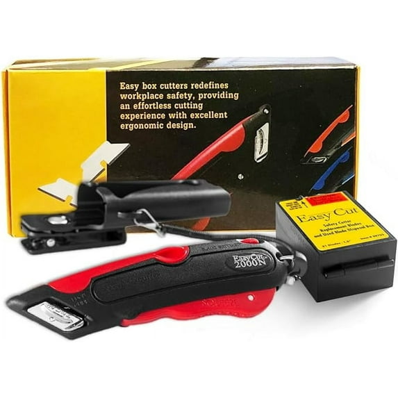 Easy Box Cutter 2000 Red with 81 ct Blades, Box Cutter and Retractable ...
