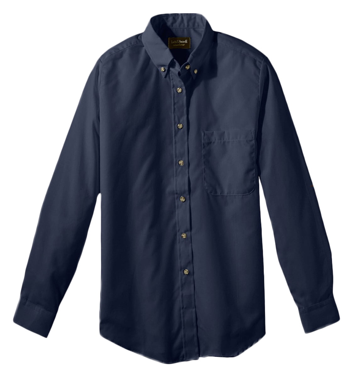 EASY CARE POPLIN-LONG SLEEVE, NAVY, L, Pack 5, Womens Button Down ...