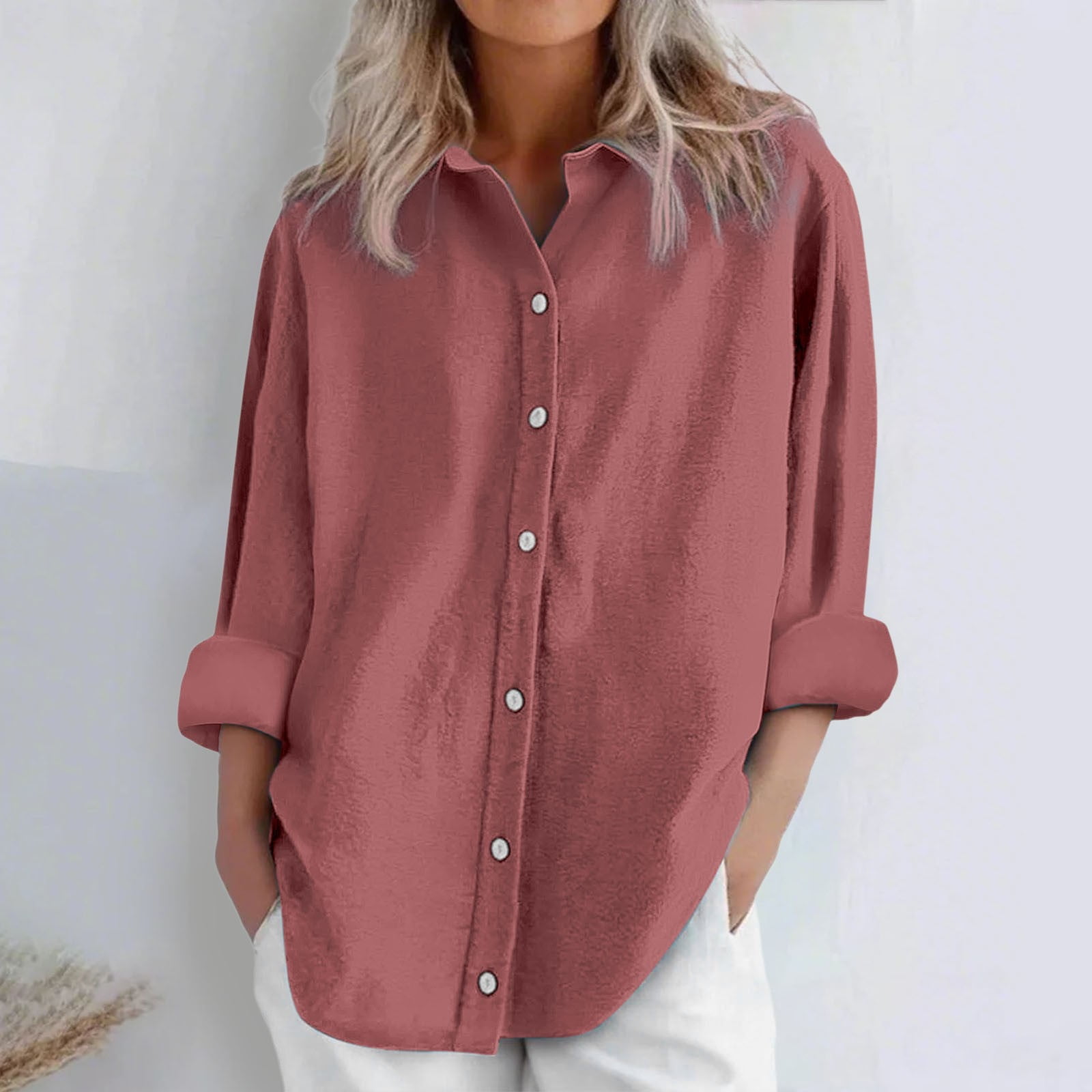 Easy Care Shirts for Women, Long Sleeve Button Down Loose Fit ...