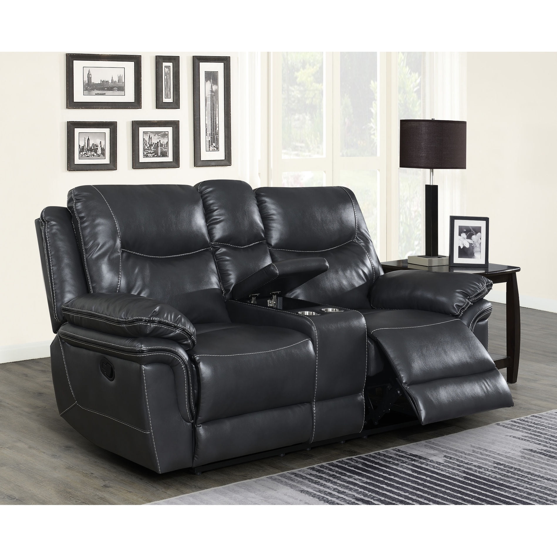 Easy - Clean Faux Leather Recliner Sofa+Double - Padding Design ...
