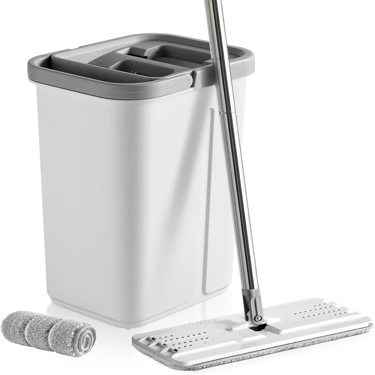 Easy Clean and Self-Squeezing Microfiber Flat Mop and Bucket System ...