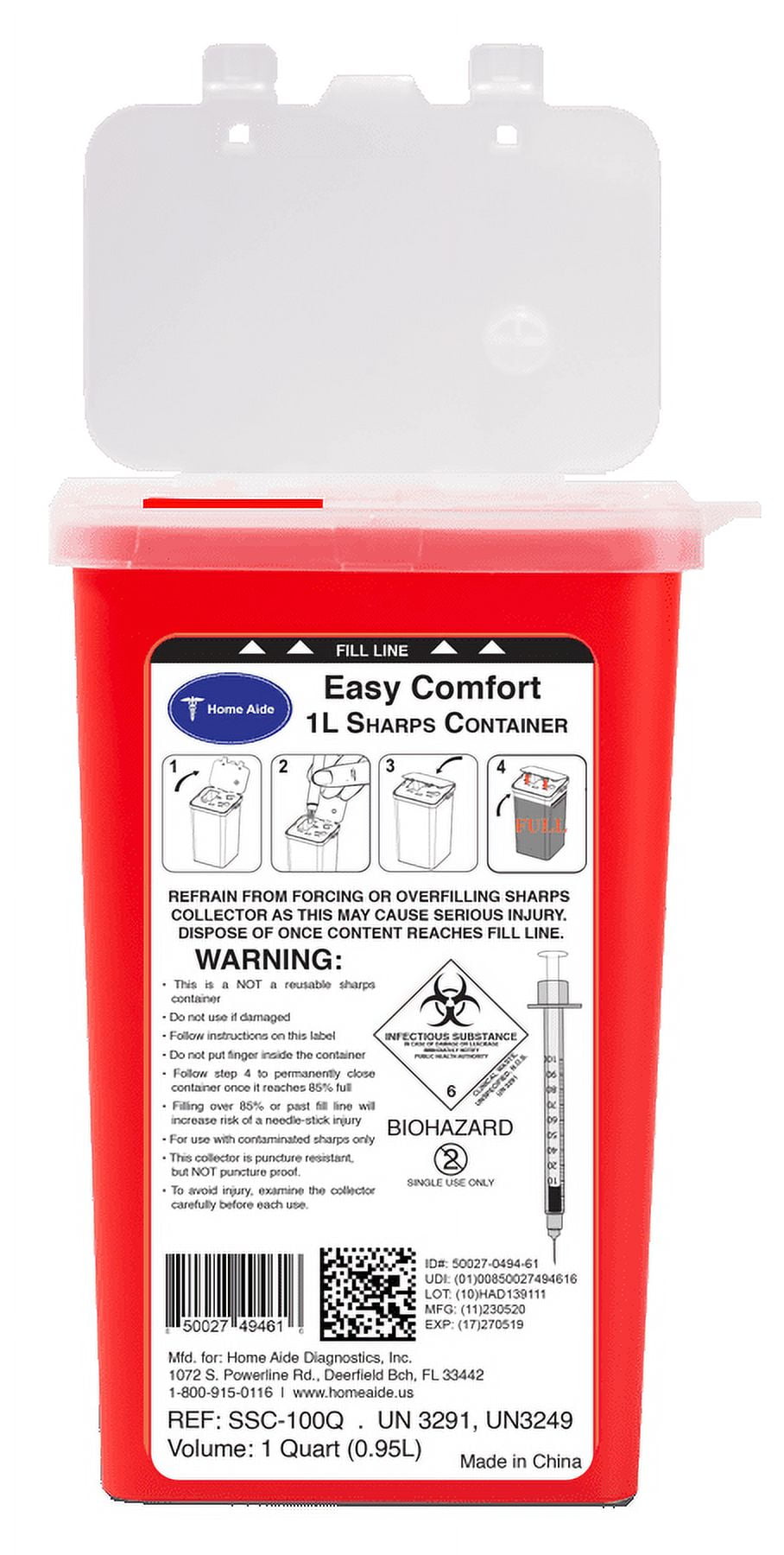 Easy Comfort Sharps Container – 1L - Walmart.com