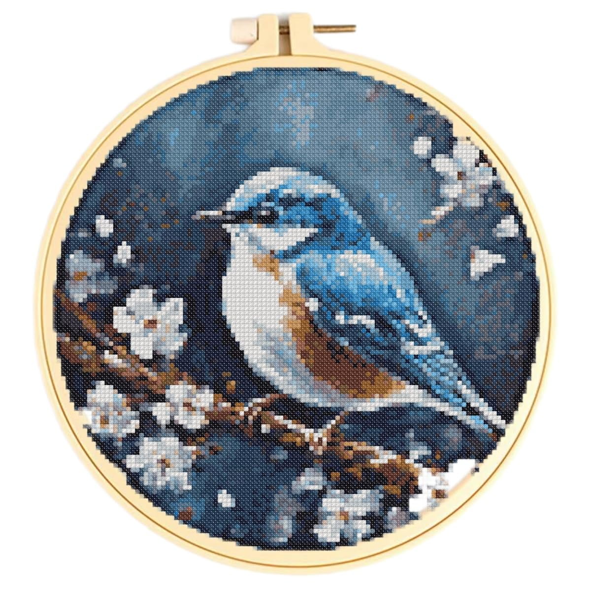 Easy Cross Stitch Kits for Starter Kits Sparrow & Flowers DIY 11CT Pre ...