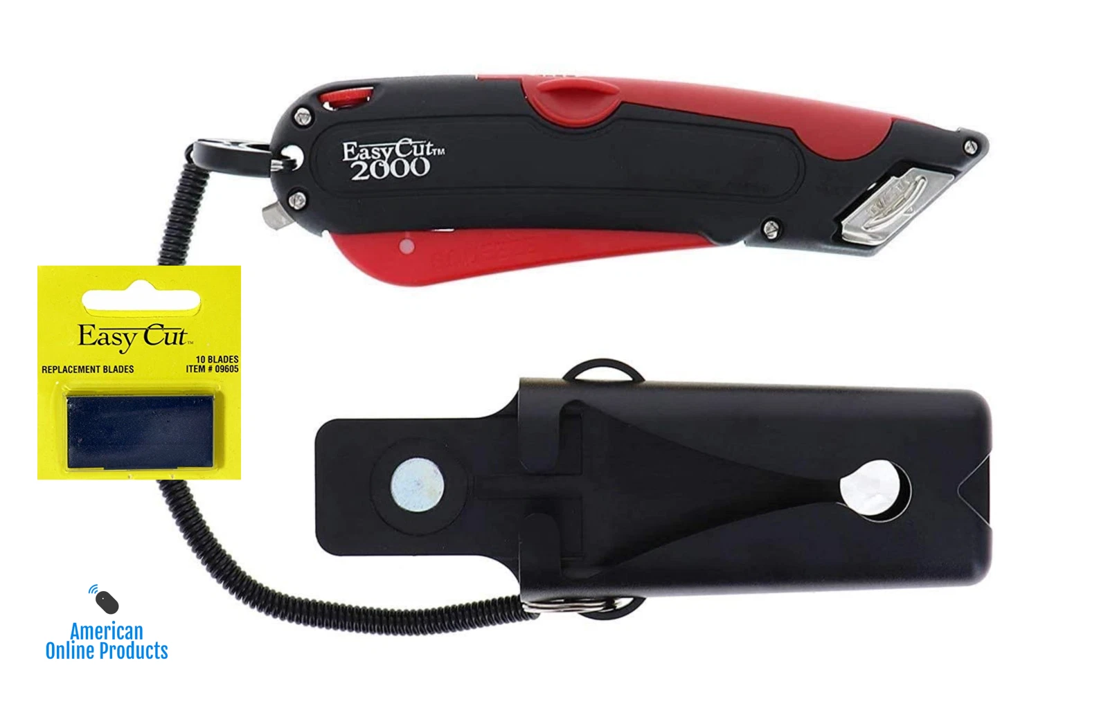 Easy Cut 2000 Red Safety Box Cutter Knife Easycut & Pack 0F 10 Blades ...