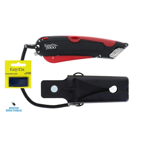 Easy Cut 2000 Red Safety Box Cutter Knife Easycut & Pack 0F 10 Blades ...