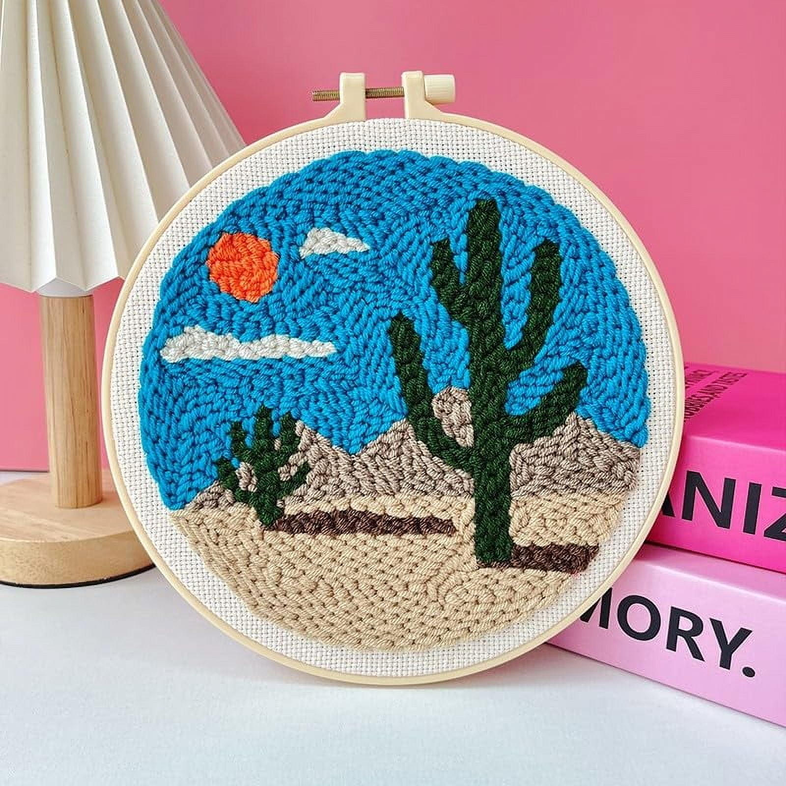 Easy DIY Craft Punching Needle Kits Rug with Desert Cactus for Starter ...