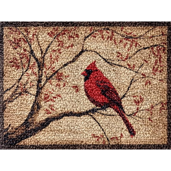 Easy DIY Latch Hook Rug Kits Cardinal Bird on Tree DIY Tapestry Crochet ...