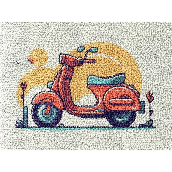 Easy DIY Latch Hook Rug Kits Cartoon Motor Bike DIY Tapestry Crochet ...