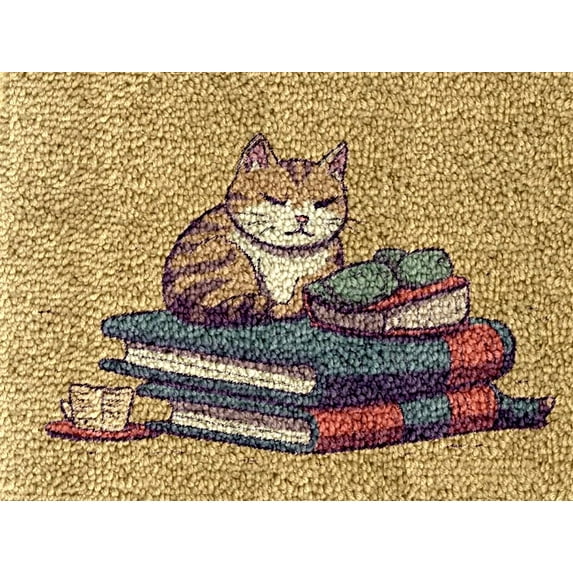 Easy DIY Latch Hook Rug Kits Cat and Books DIY Tapestry Crochet Hooking ...