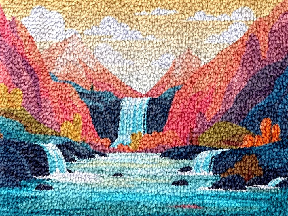 Easy DIY Latch Hook Rug Kits Colorful Waterfall DIY Tapestry Crochet ...