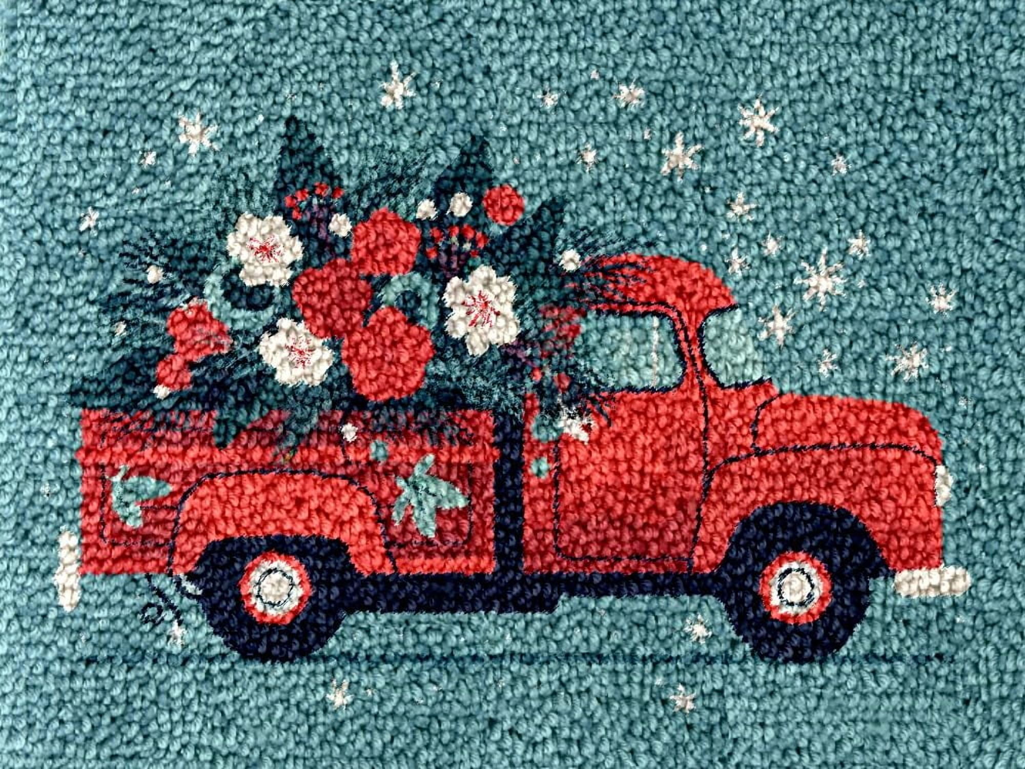 Easy DIY Latch Hook Rug Kits Flowers Christmas Truck DIY Tapestry ...