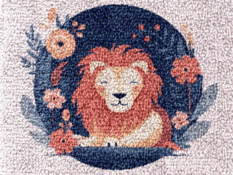 Easy DIY Latch Hook Rug Kits Flowers Lion DIY Tapestry Crochet Hooking ...